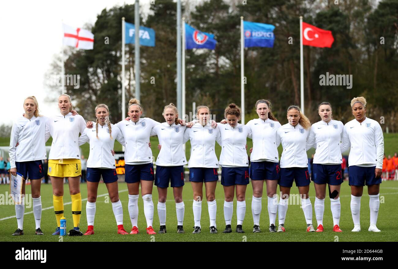 England starting 11 ahead of the match stand for the national anthem ...