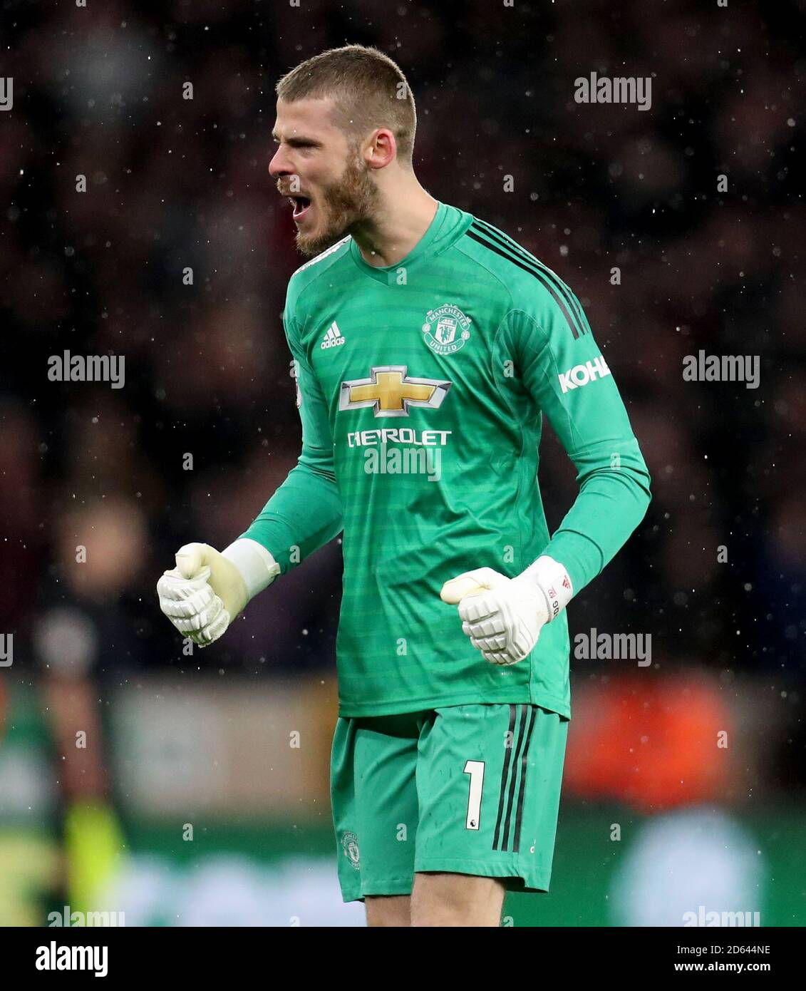 Manchester united goalkeeper david de gea celebrates after hi-res stock ...