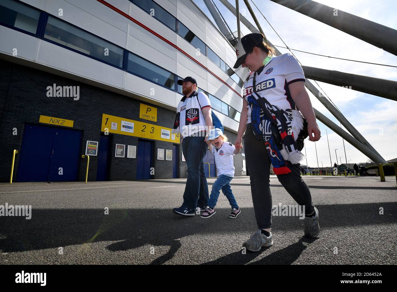 Bolton Wanderers fans Brin and Laura Lunt arrive with 3-year-old ...