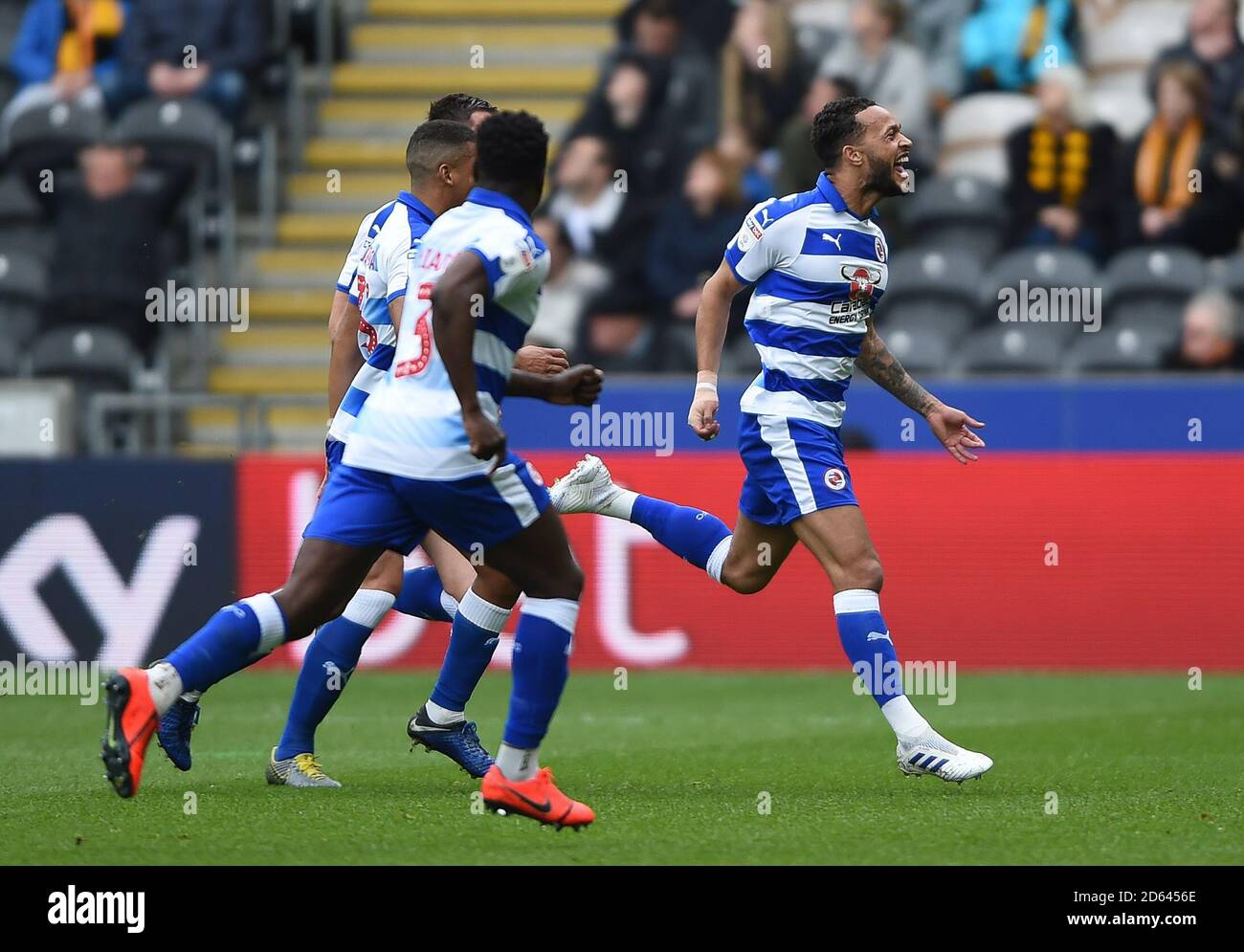 Reading's Lewis Baker (right) celebrates scoring his side's first goal ...