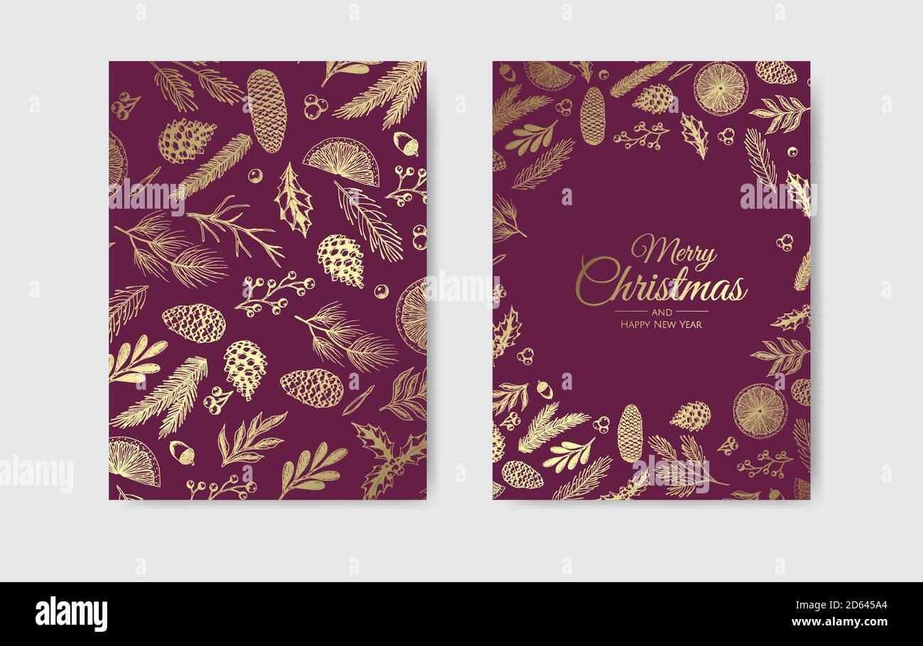 Vector Christmas Cards Set. Holiday Party Card Templates Design Stock ...
