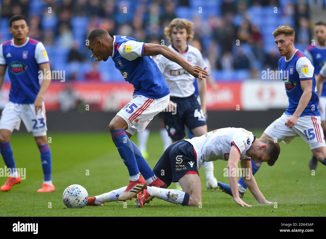 Ipswich Town's Collin Quaner and Bolton Wanderers' Joe Williams battle ...