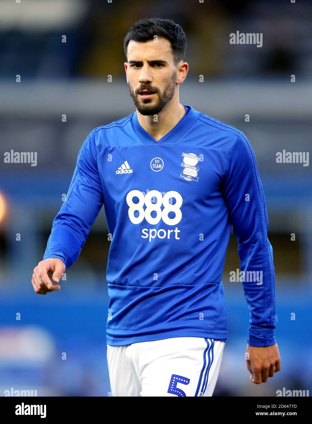 Birmingham City's Maxime Colin warming up on the pitch ahead of the Sky ...