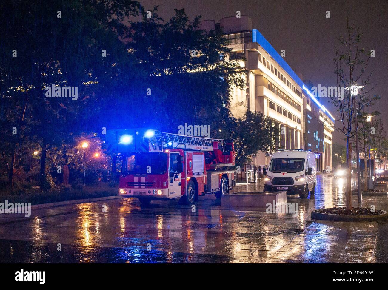 May 15, 2019, Moscow, Russia. Fire engines in the courtyard of the ...