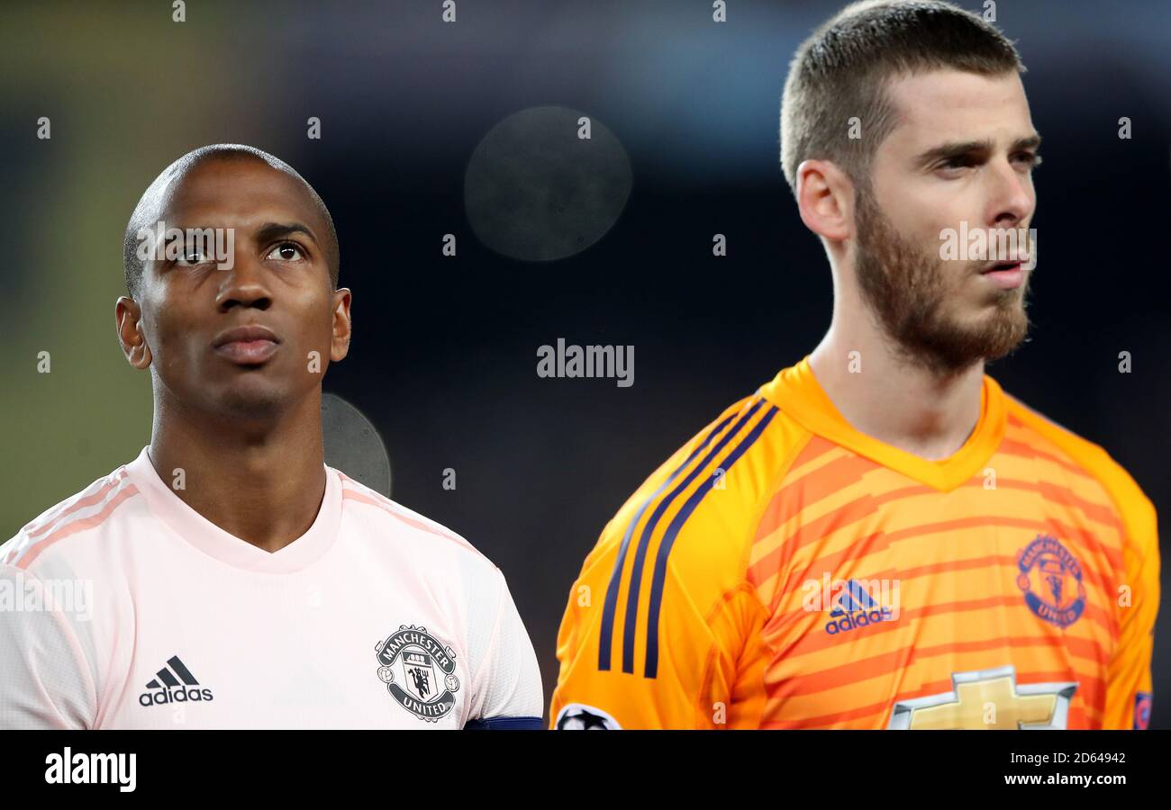 Manchester United captain Ashley Young and goalkeeper David De Gea ...