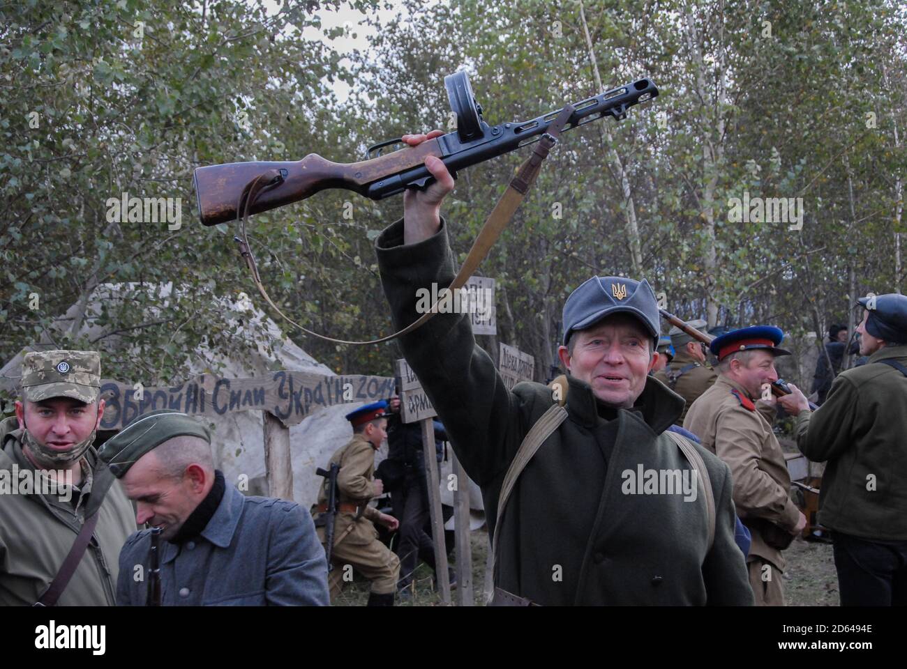 Konopnytsa, Ukraine, 14 October 2020. Members of historical military ...