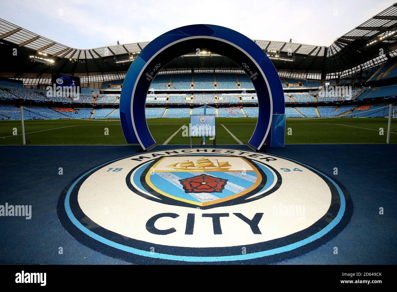 Manchester City branding pitchside ahead of kick-off Stock Photo - Alamy