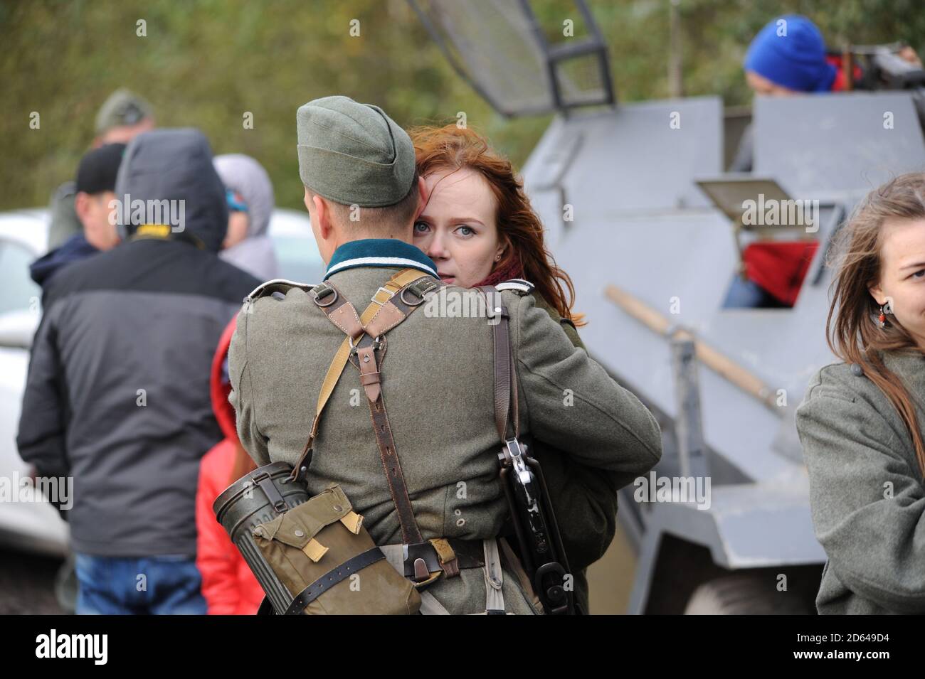 Konopnytsa, Ukraine, 14 October 2020. Members of historical military ...