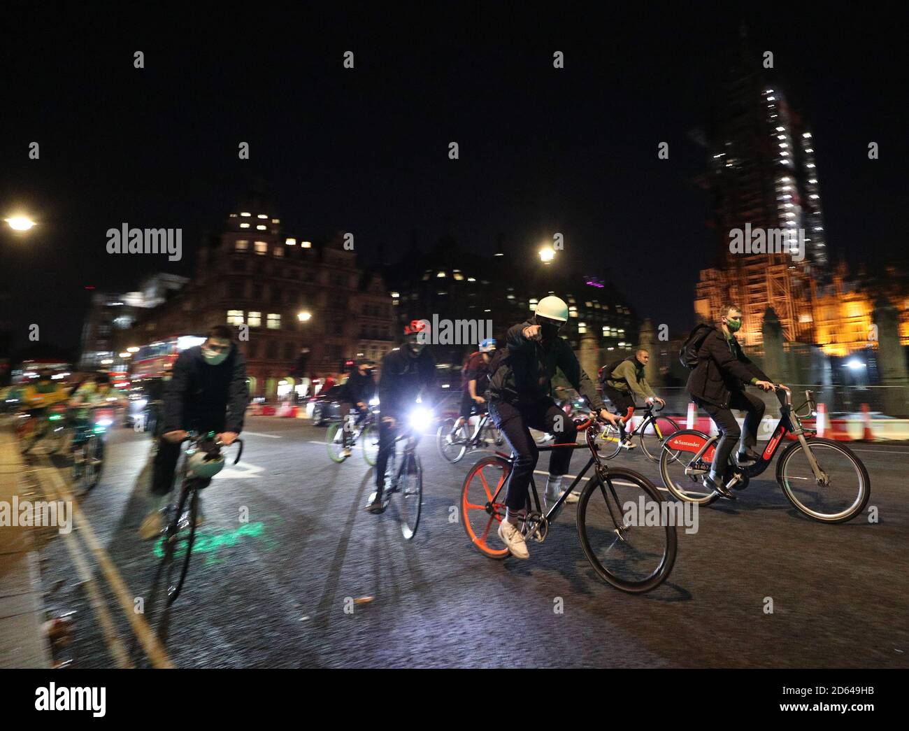 People taking part in Parliament Square during the bike ride protest ...