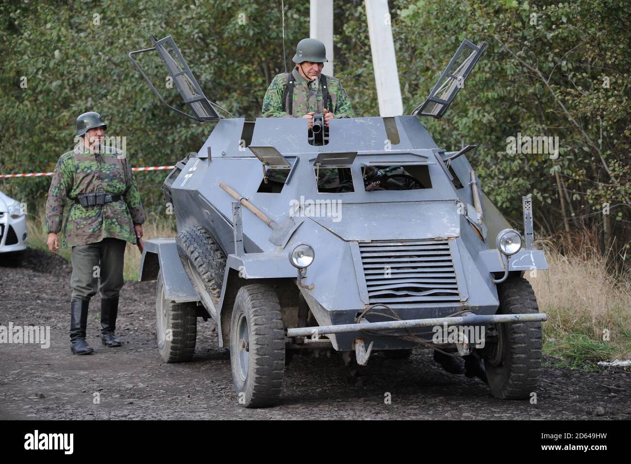 Konopnytsa, Ukraine, 14 October 2020. Members of historical military ...
