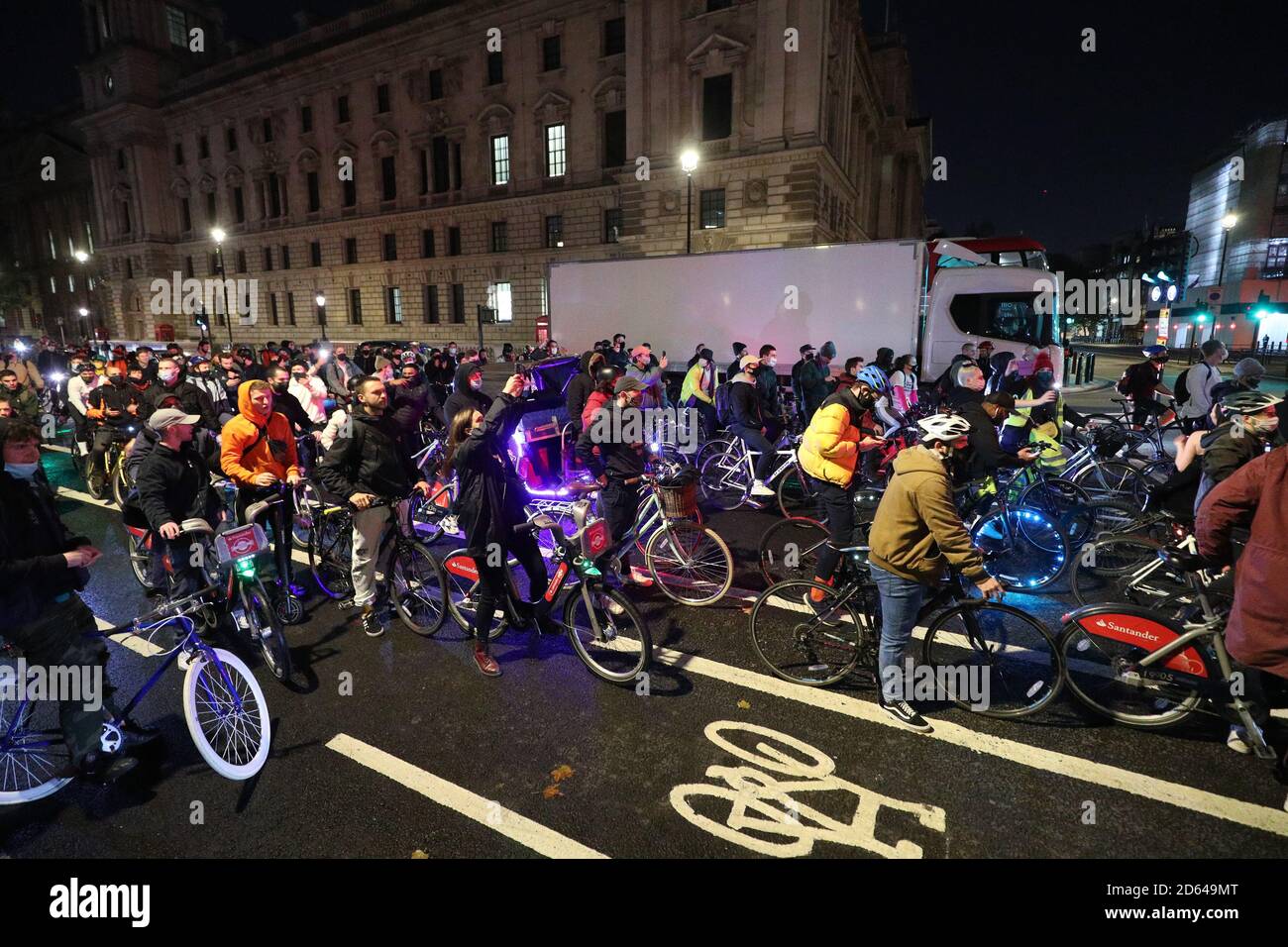 People taking part in Parliament Square during the bike ride protest ...