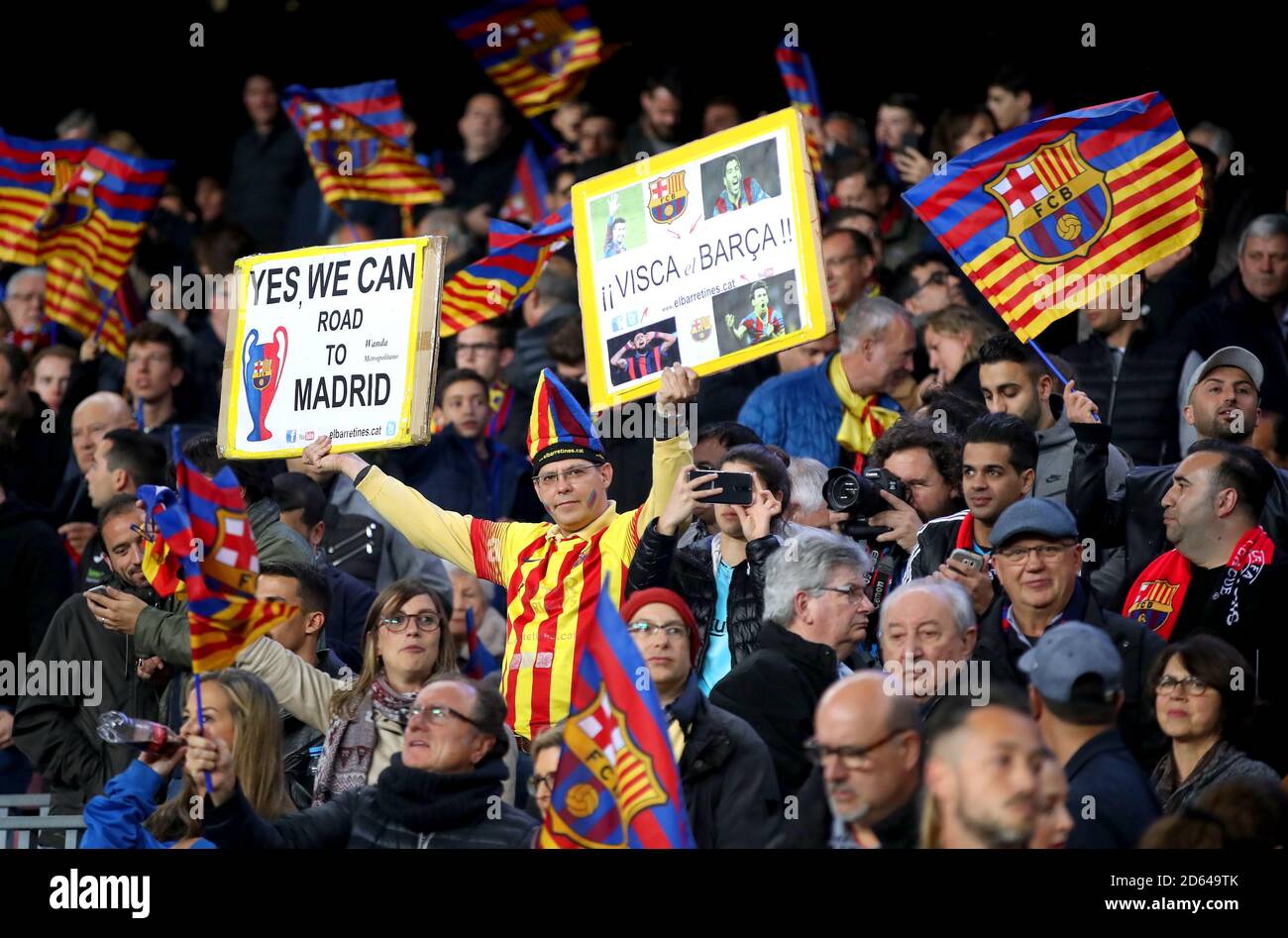 Barca fans with flags hi-res stock photography and images - Alamy