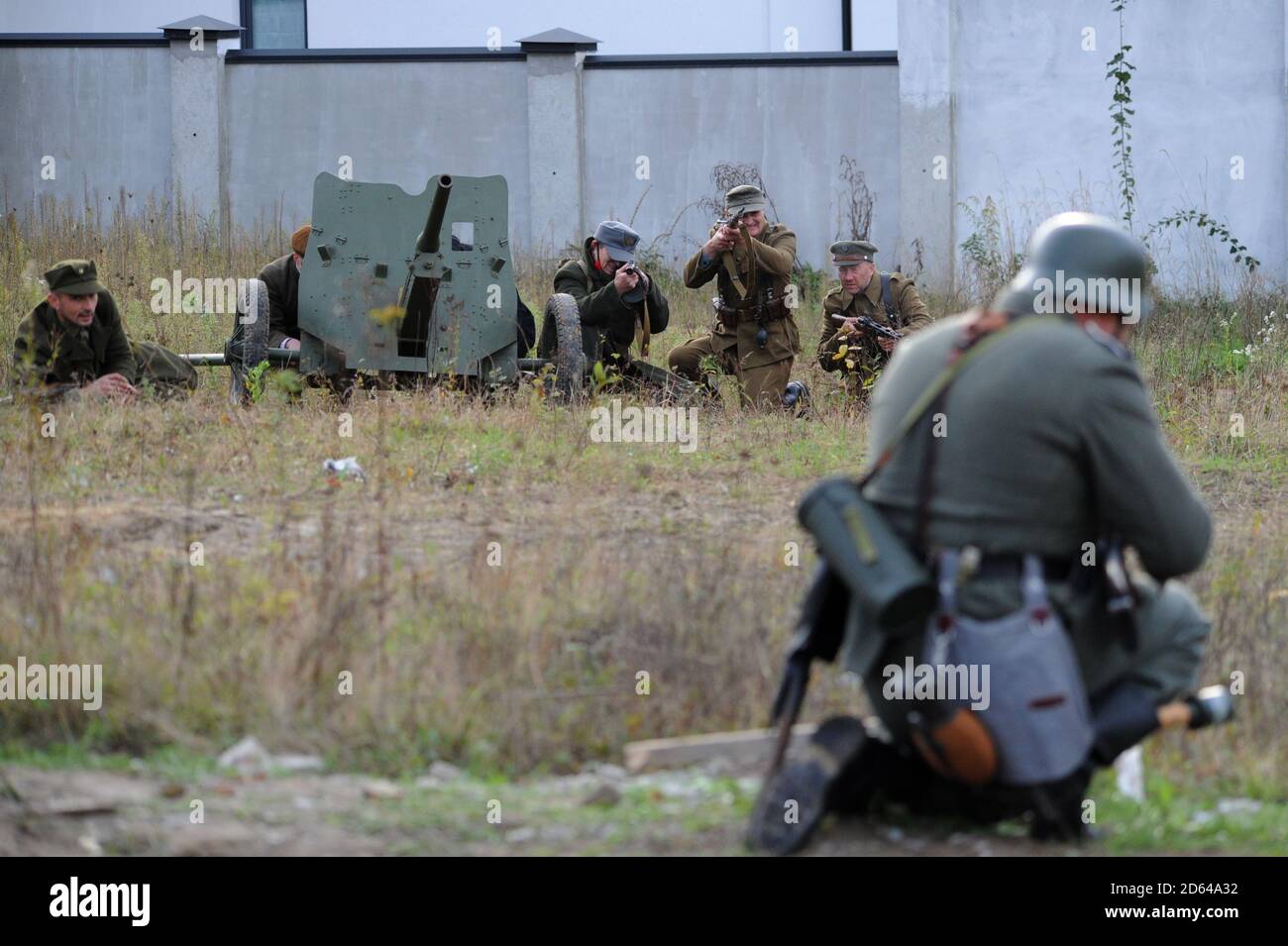 Konopnytsa, Ukraine, 14 October 2020. Members of historical military ...