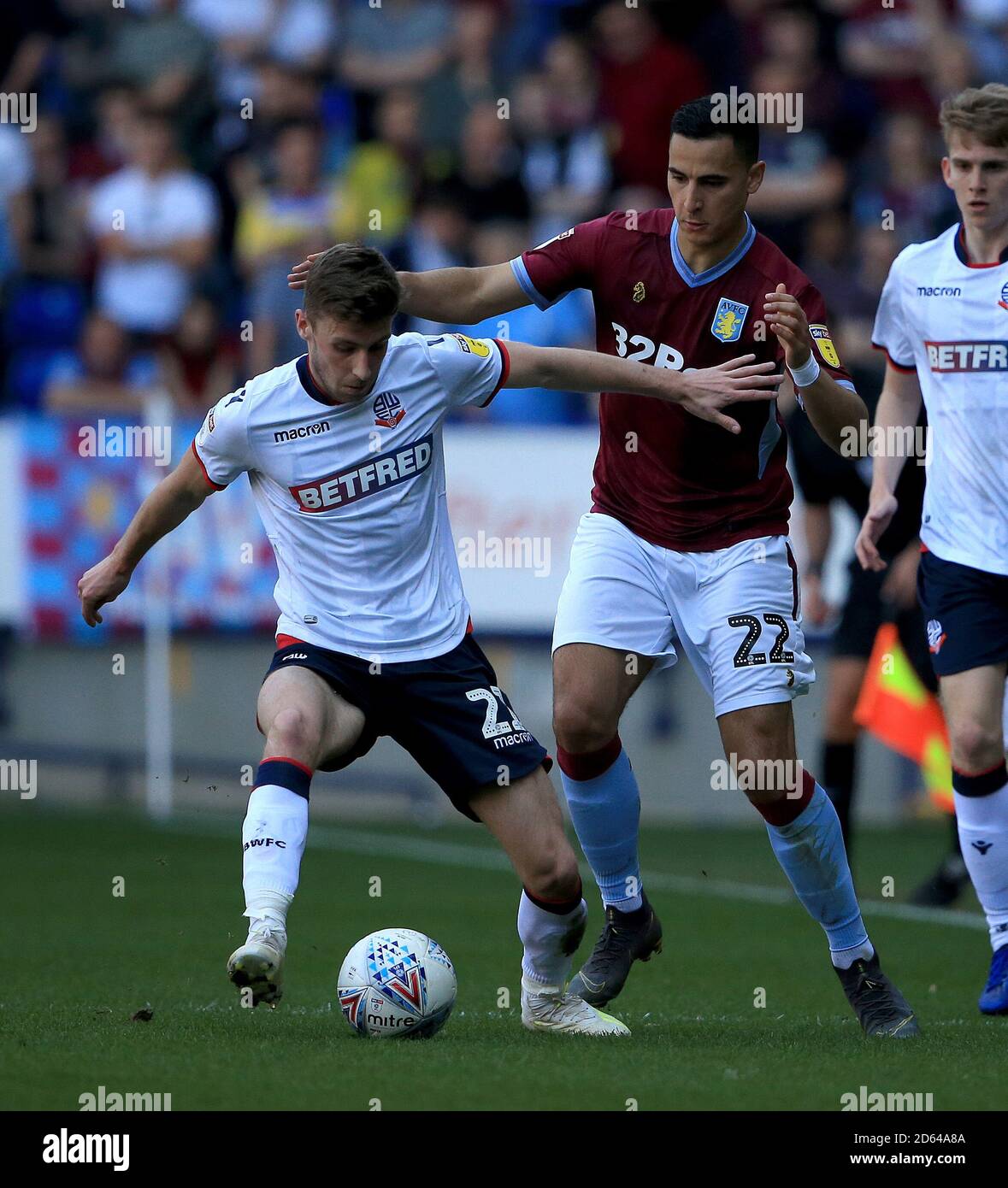 Bolton Wanderers' Joe Williams (left) and Aston Villa's Anwar El Ghazi ...