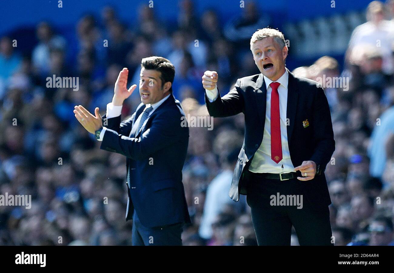 Everton manager Marco Silva and Manchester United manager Ole Gunnar ...