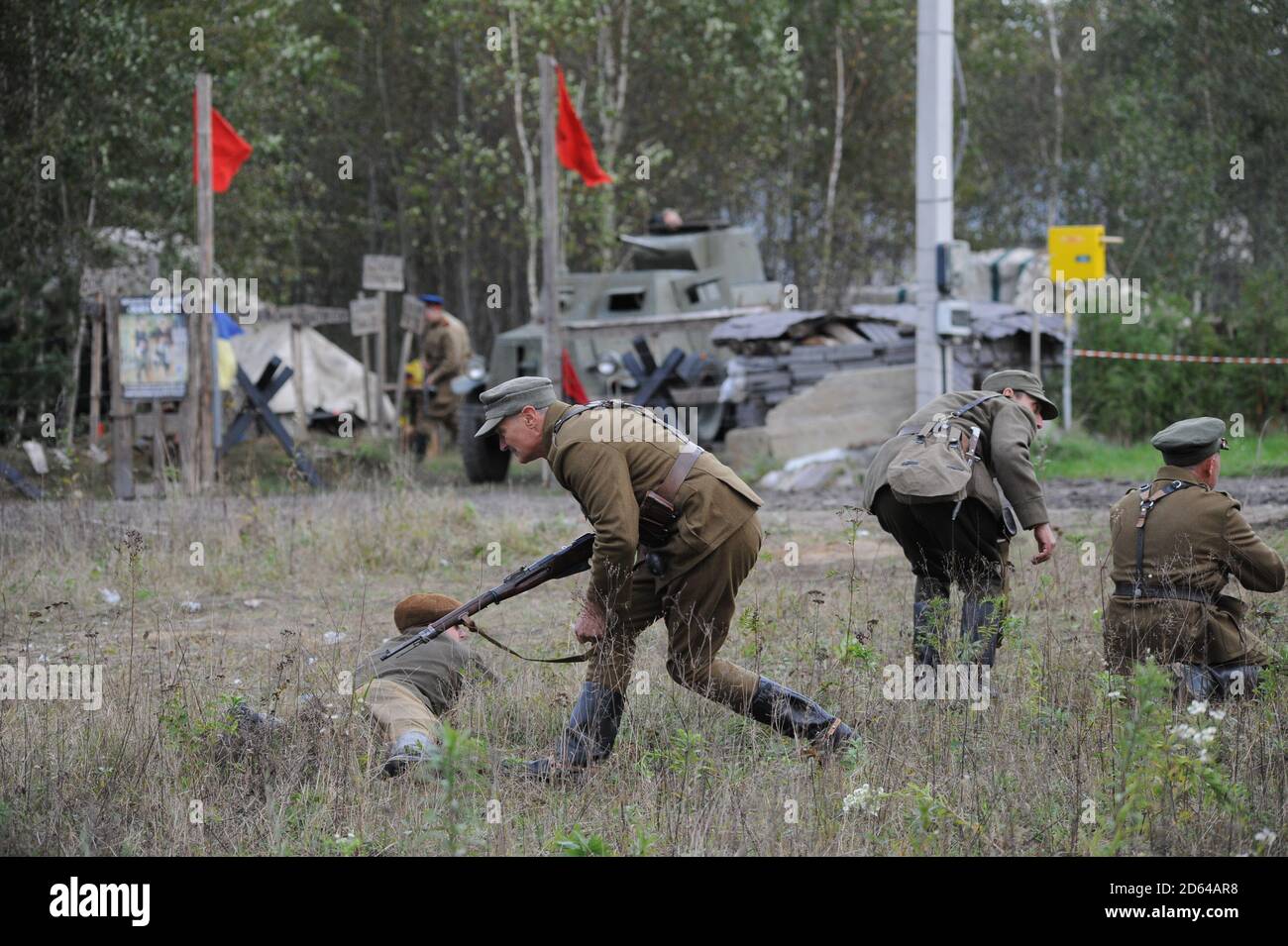Konopnytsa, Ukraine, 14 October 2020. Members of historical military ...