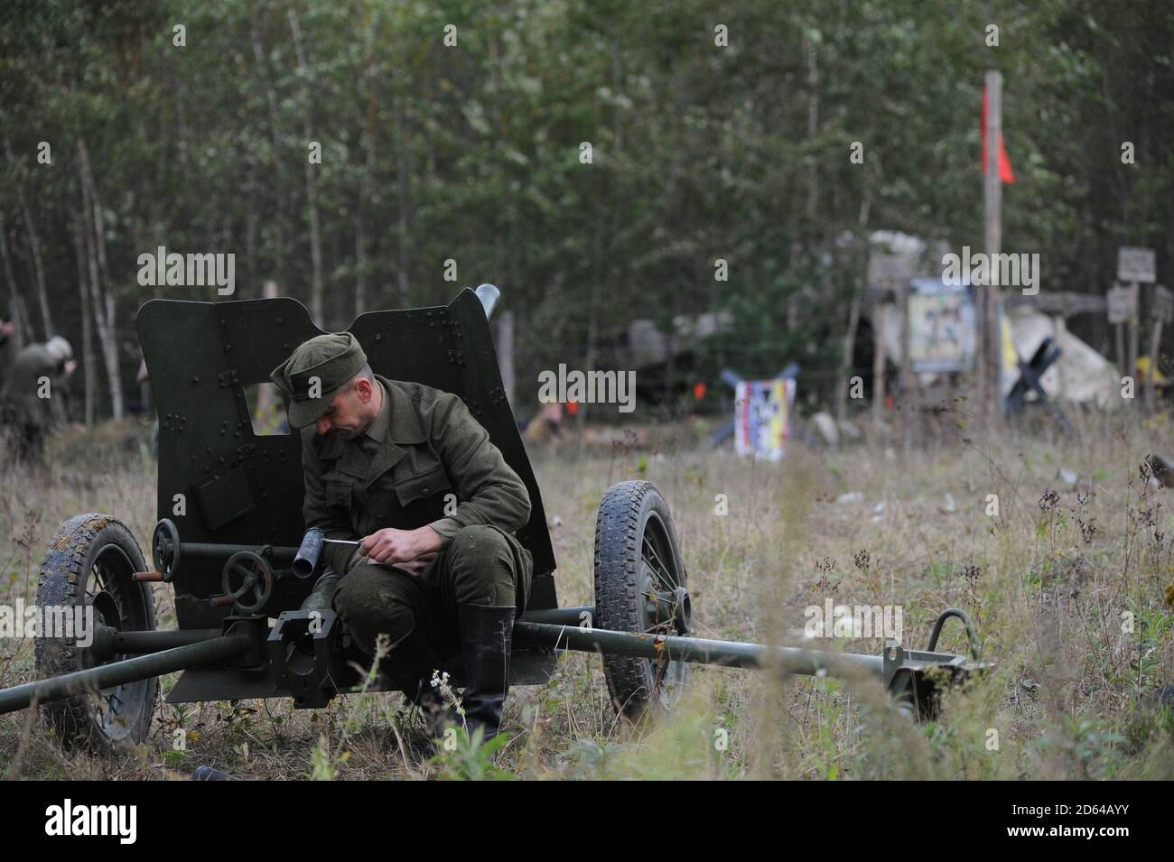 Konopnytsa, Ukraine, 14 October 2020. Members of historical military ...