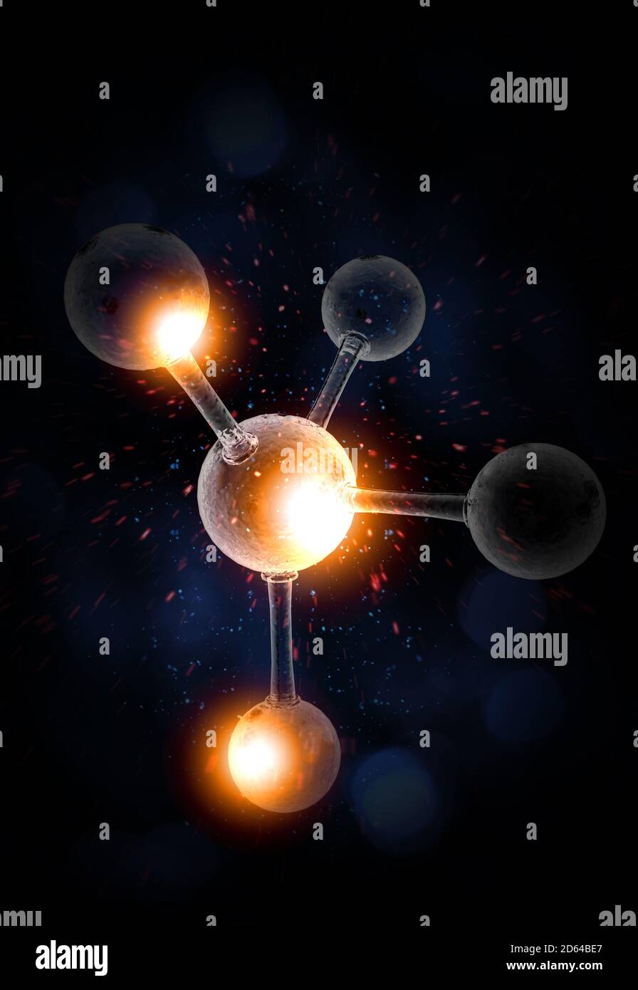 Close up atomic particle background science 3D illustration Stock Photo ...