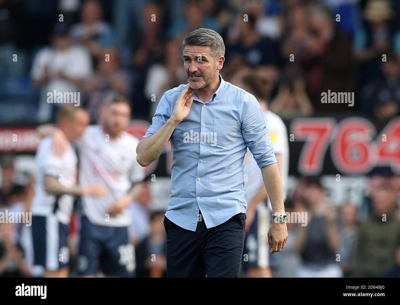 Bury's manager Ryan Lowe celebrates Stock Photo - Alamy