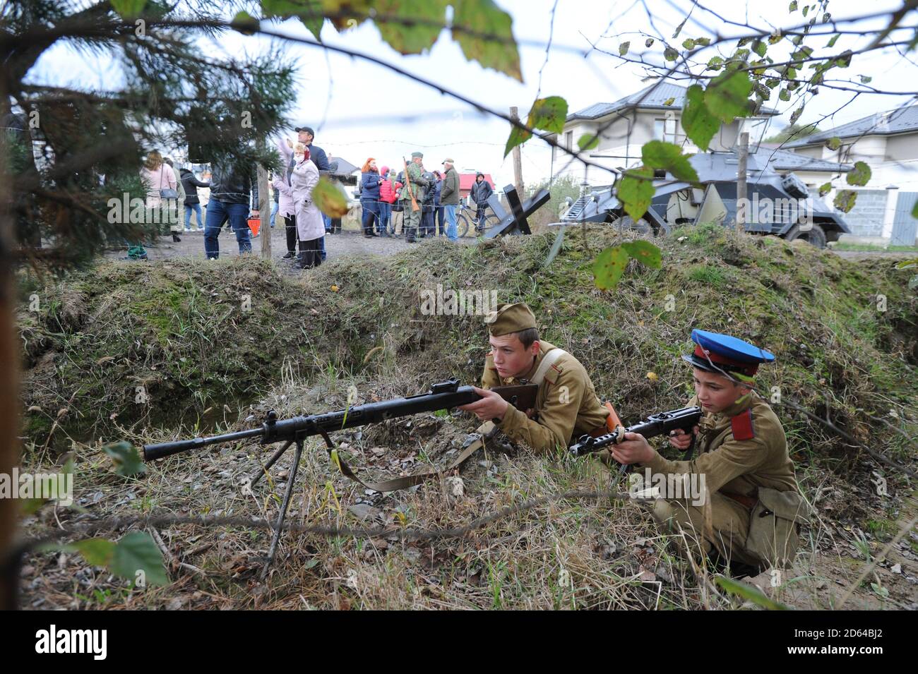 Konopnytsa, Ukraine, 14 October 2020. Members of historical military ...