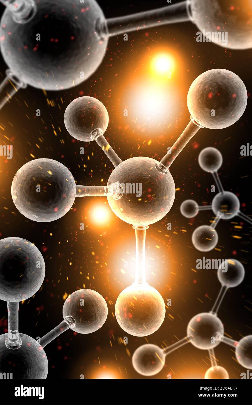 Close up atomic particle background science 3D illustration Stock Photo ...