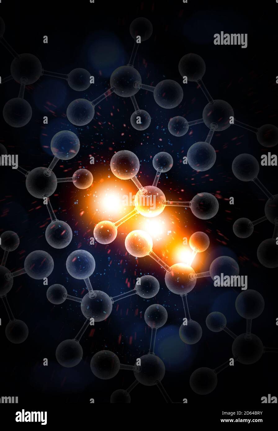 Close up atomic particle background science 3D illustration Stock Photo ...