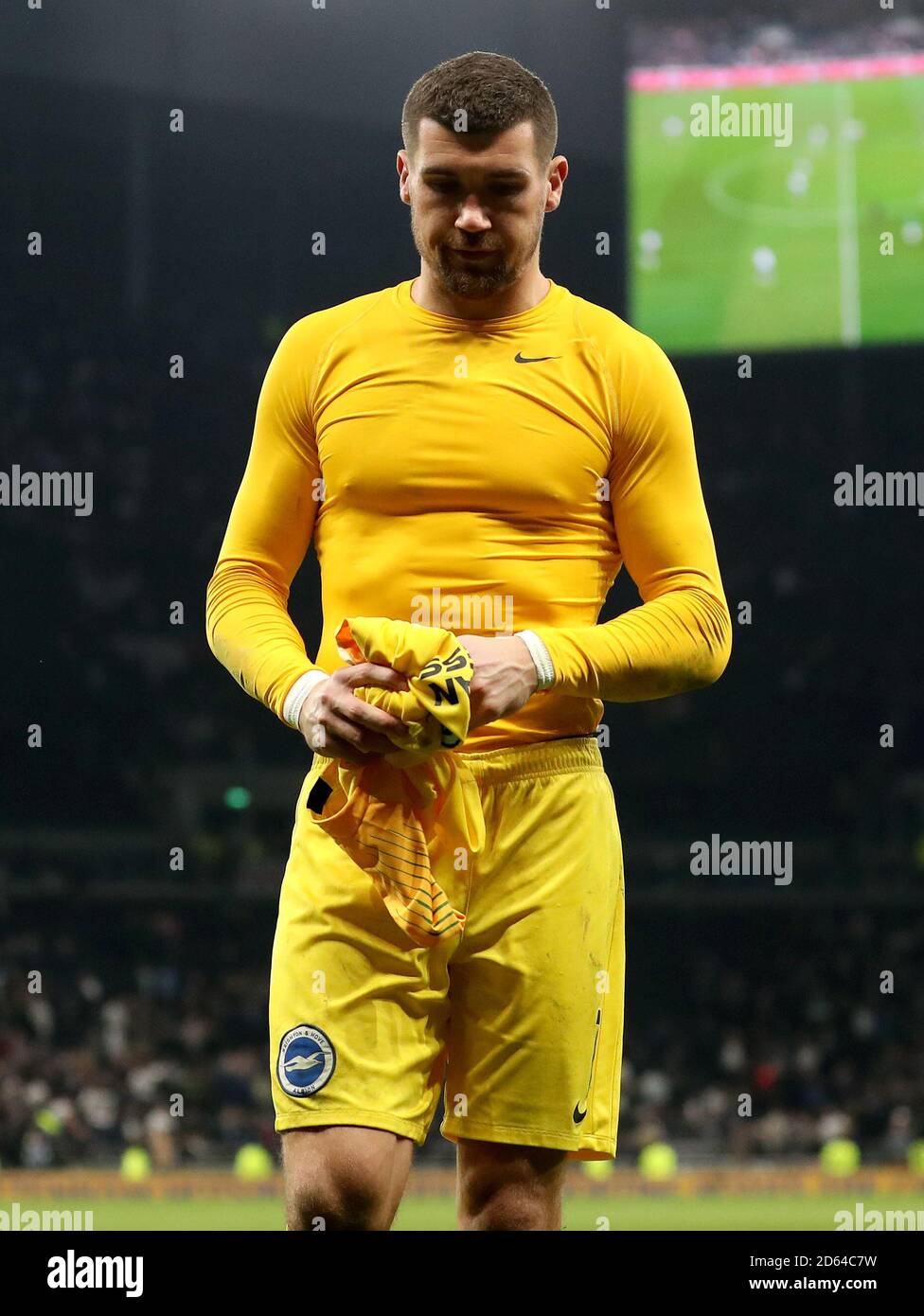 Brighton & Hove Albion goalkeeper Mathew Ryan looks dejected after the ...