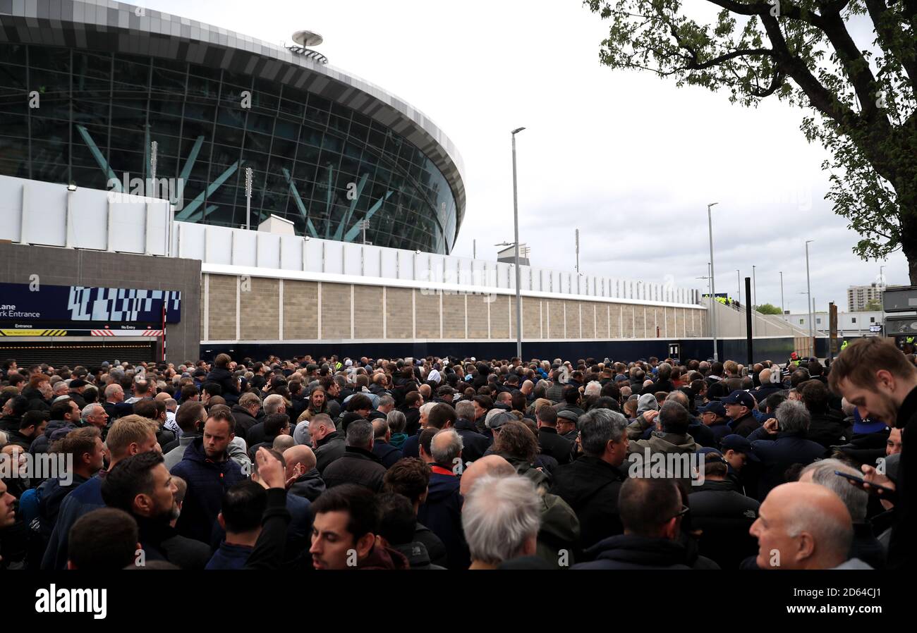 Tottenham Hotspur fans outside the stadium Stock Photo - Alamy