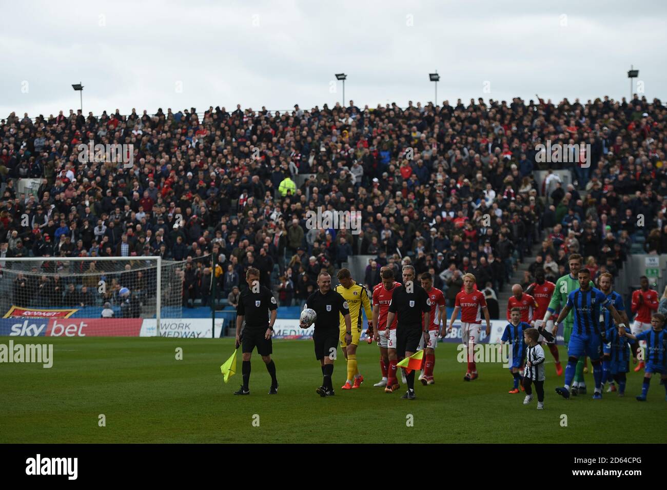 Players enter the pitch in front of about 3000 Charlton fans who have ...