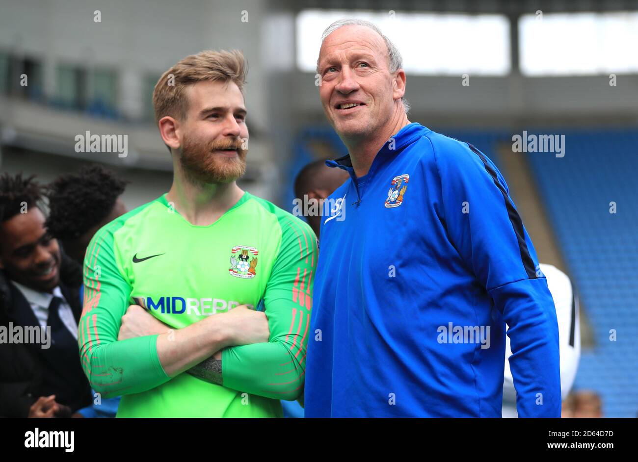 Goalkeeping coach Steve Ogrizovic (right) andmgoalkeeper Lee Burge on ...