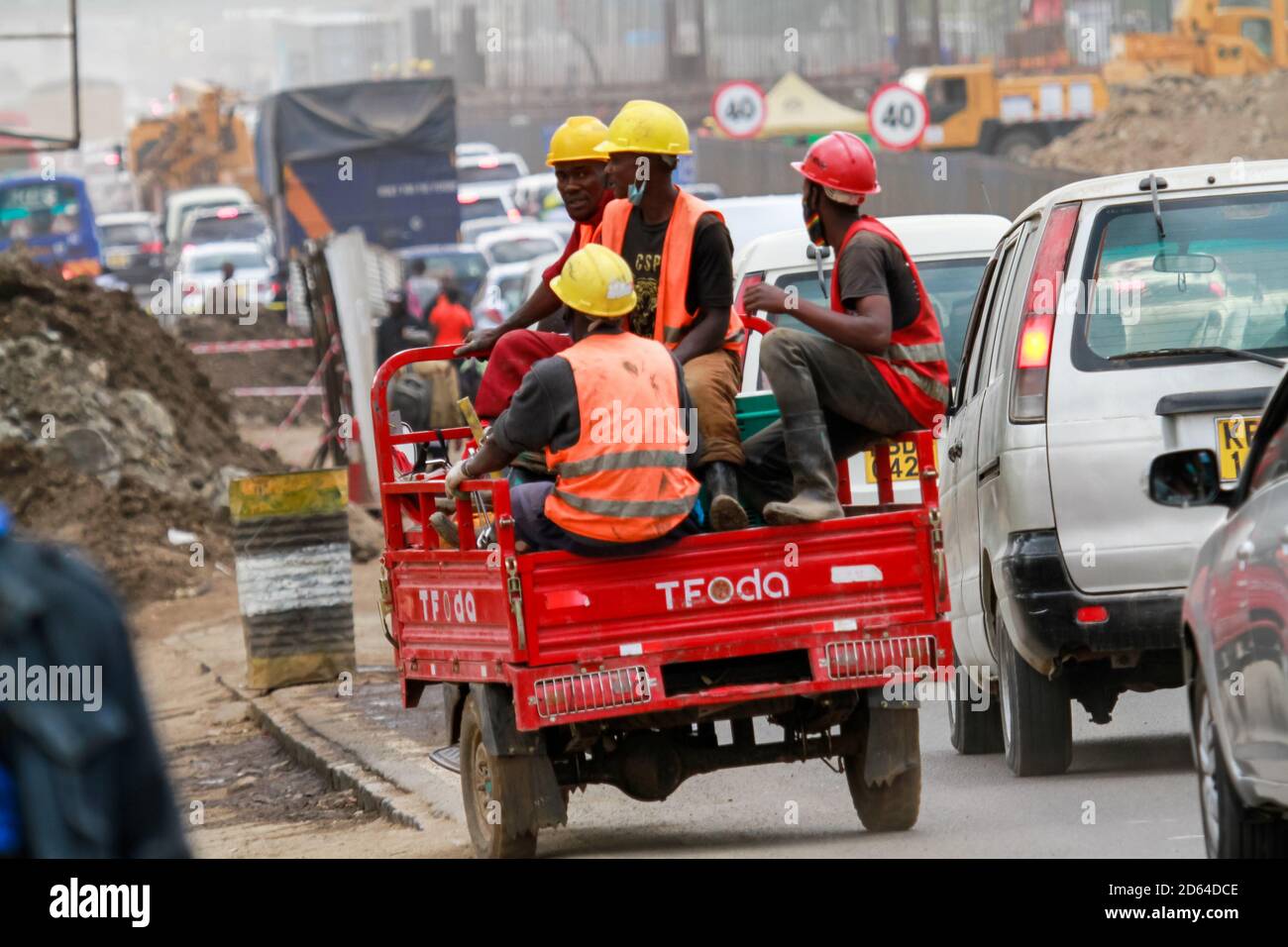 Nairobi, Kenya. 13th Oct, 2020. Construction workers at Section 2 of ...