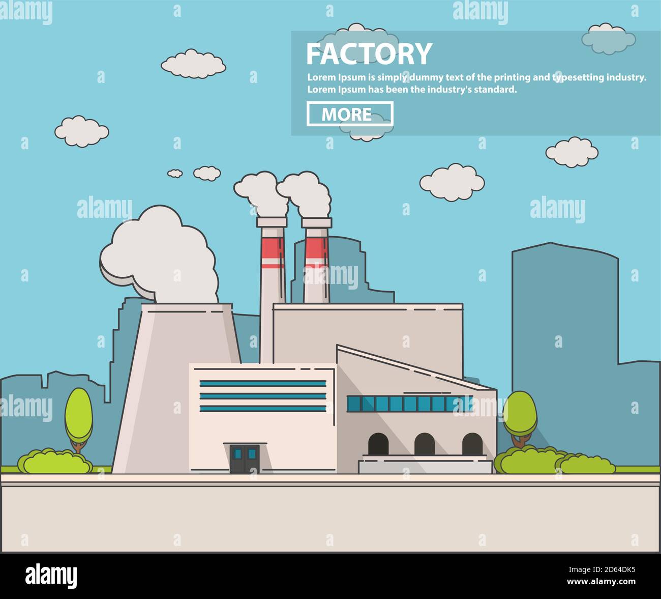 Industrial factory flat Line art vector an illustration.Plant or ...