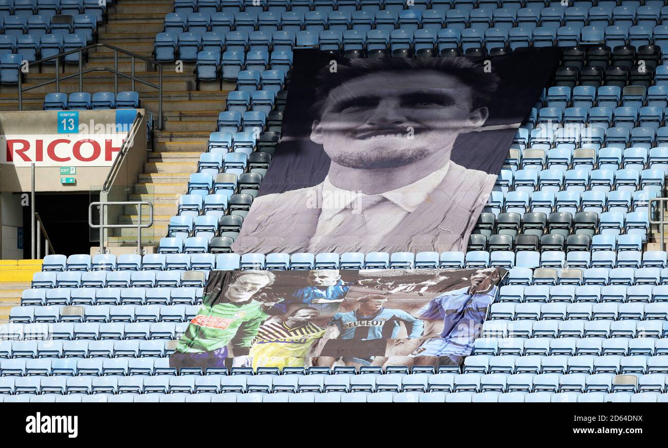 A banner in honour of Jimmy Hill Stock Photo - Alamy