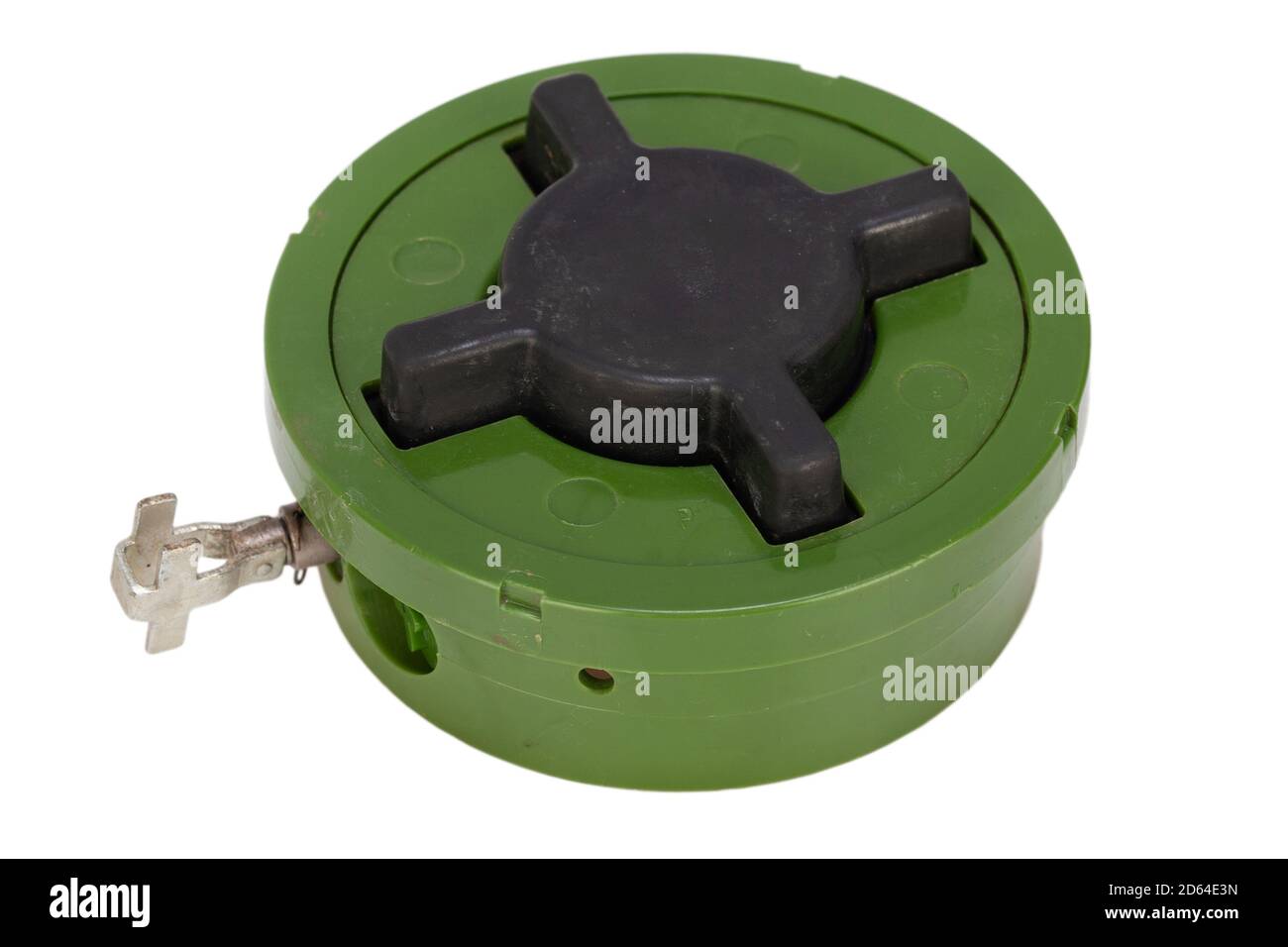 PMN-2 soviet, plastic bodied anti-personnel landmine. Isolated on white ...