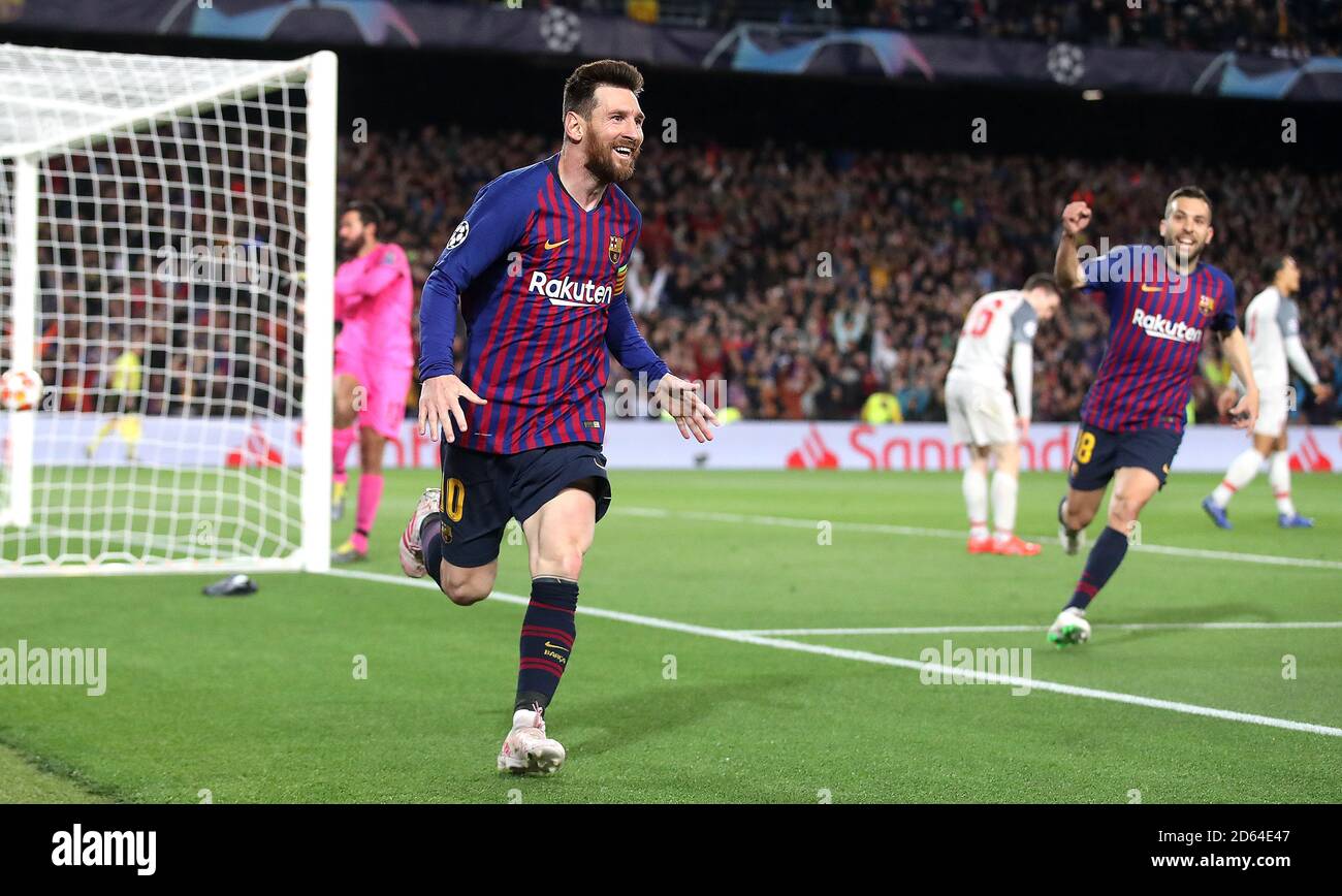 Lionel messi celebrates scoring the goal hi-res stock photography and ...