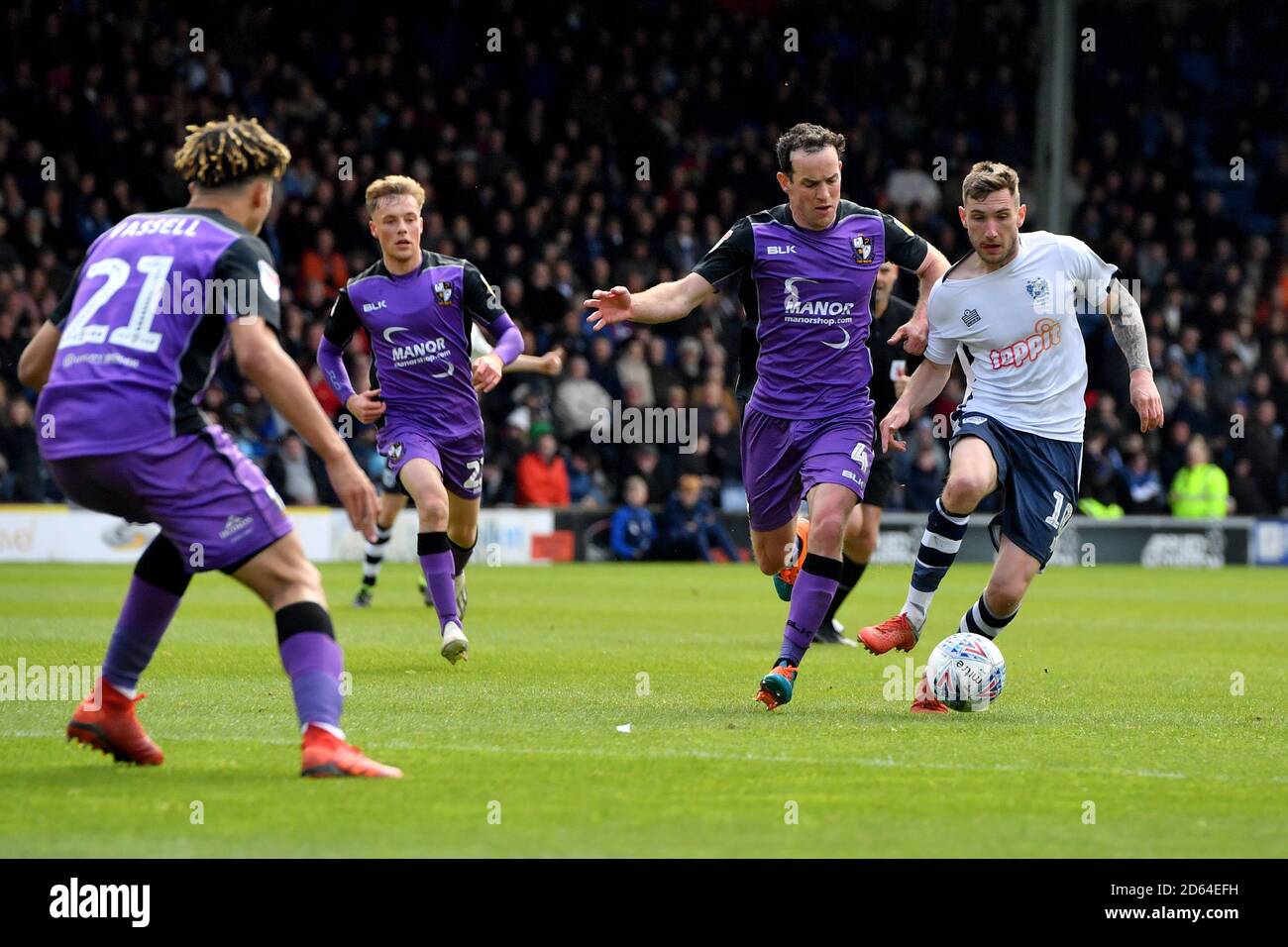 Bury'’s Danny Mayor in action with Port Vale's Luke Joyce Stock Photo ...