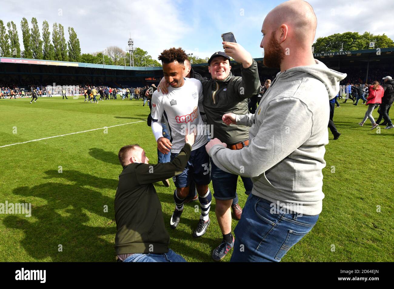 Bury'Â’s Nicky Maynard celebrates with Bury fans as they are promoted ...