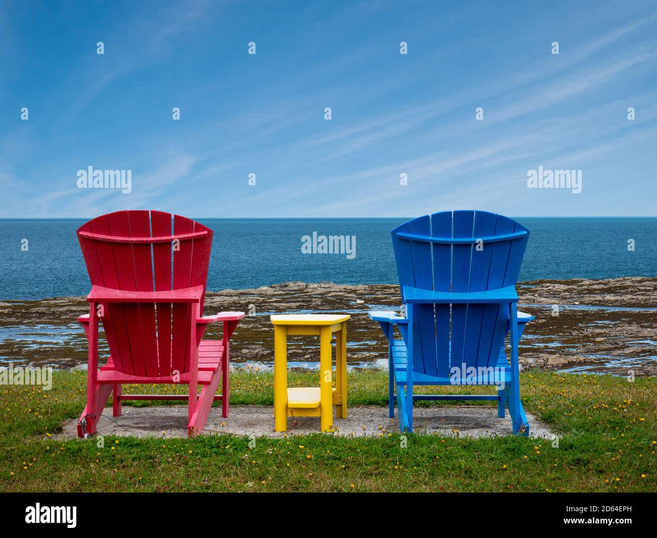 Couple of adirondack chairs in a quiet peaceful location Stock Photo ...