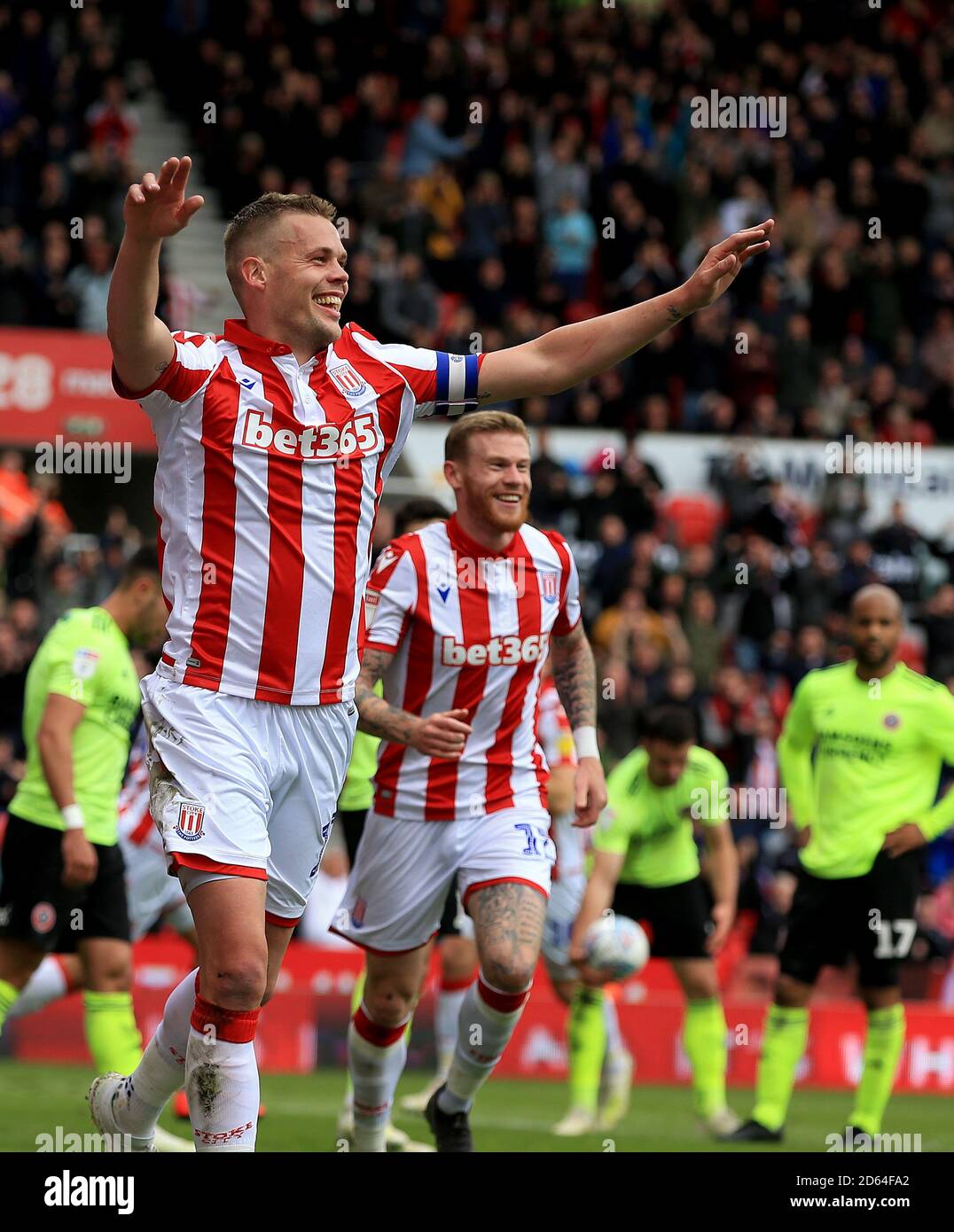Stoke City's Ryan Shawcross celebrates after he scores his side's ...