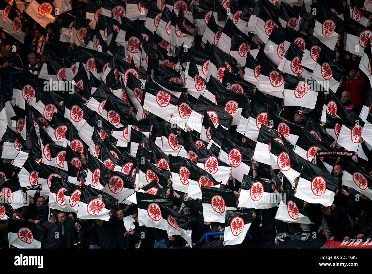 Eintracht Frankfurt fans in the stands wave flags Stock Photo - Alamy