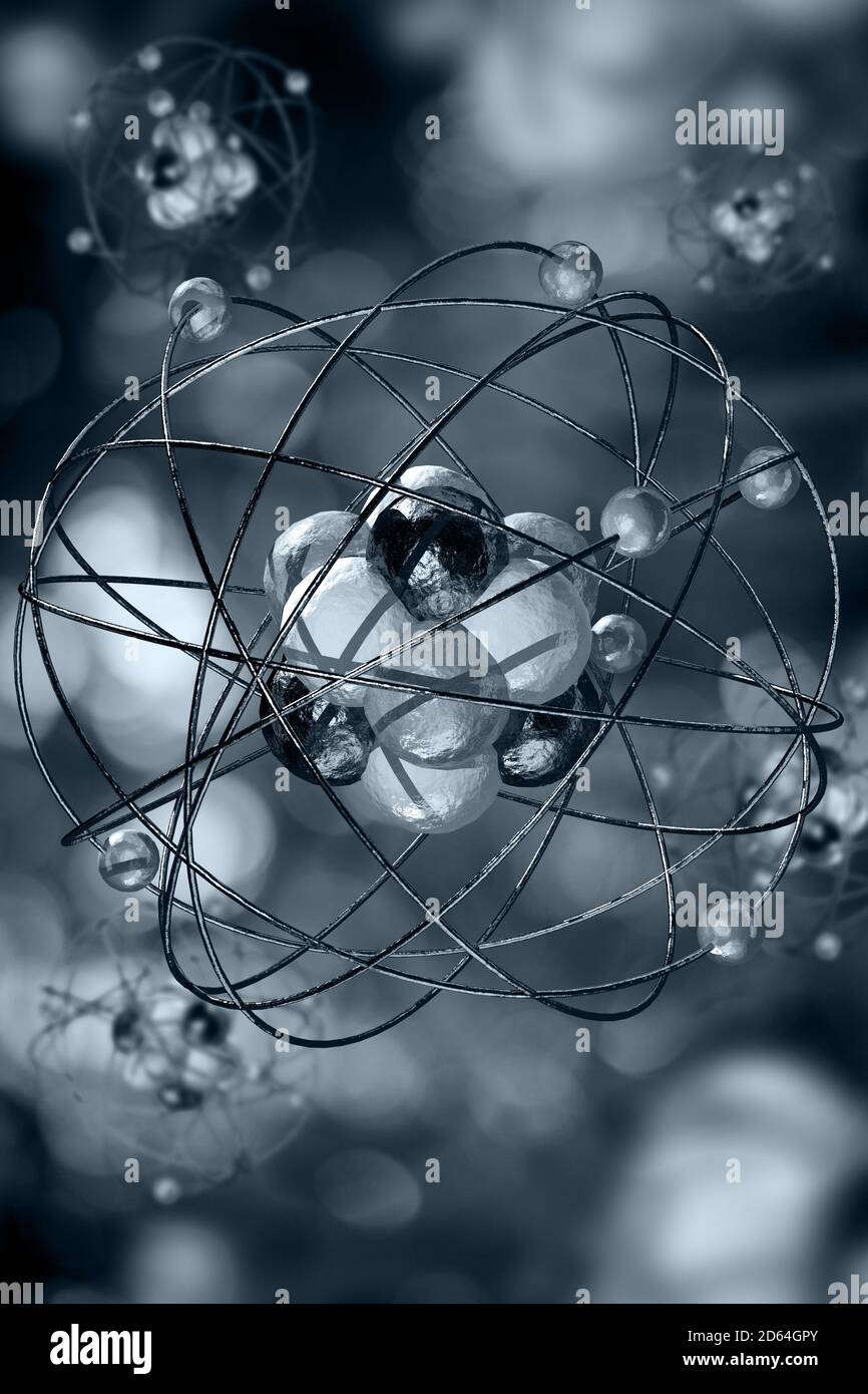 Close up of atomic particle background science 3D illustration Stock ...