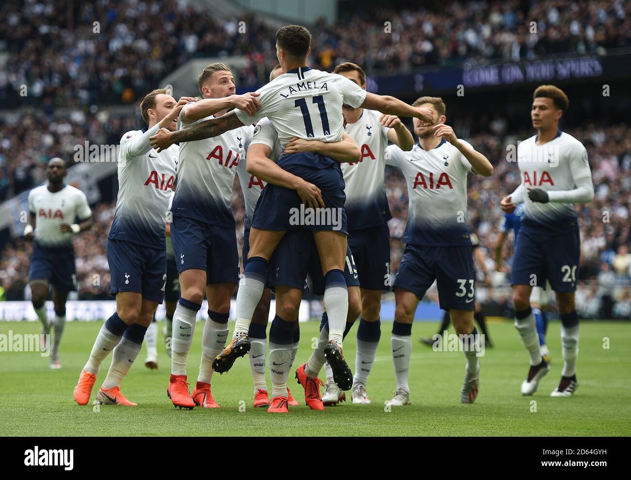 Tottenham hotspurs eric dier celebrates scoring hi-res stock ...