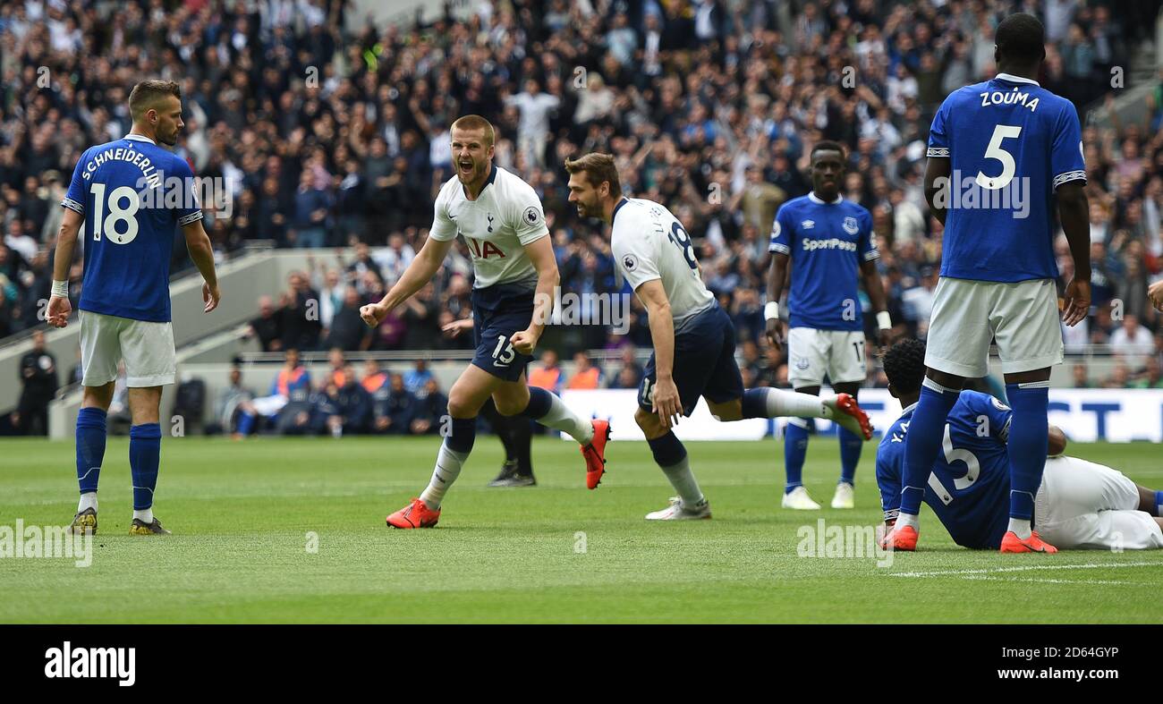 Tottenham hotspurs eric dier celebrates scoring hi-res stock ...