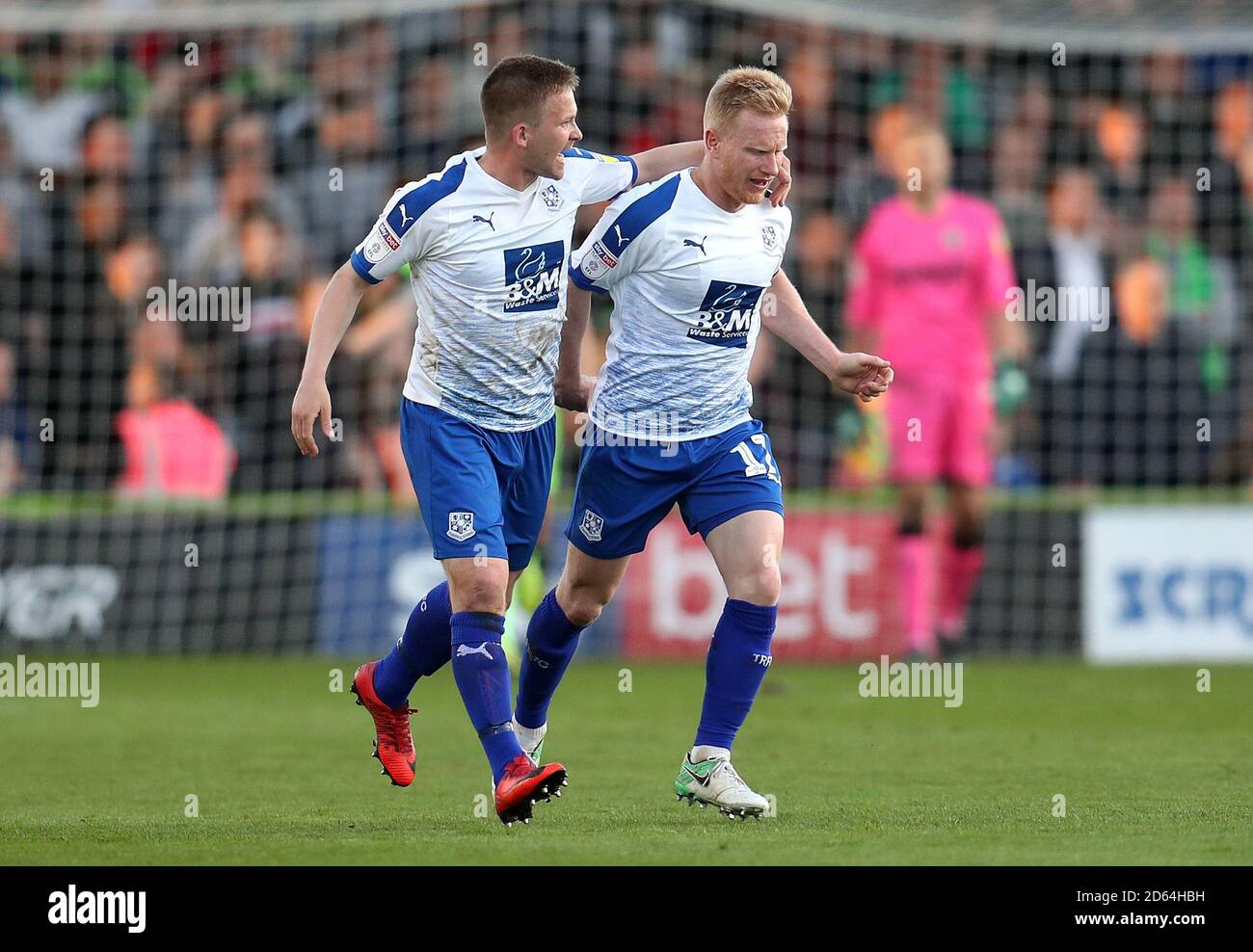 Tranmere Rovers' Jay Harris (left) and David Perkins celebrate their ...