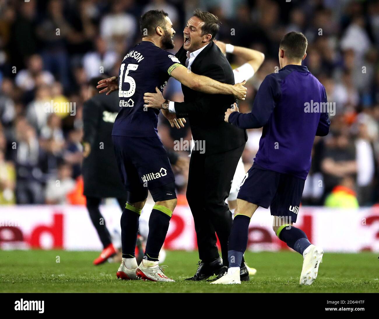 Derby County's Bradley Johnson (left) and manager Frank Lampard ...