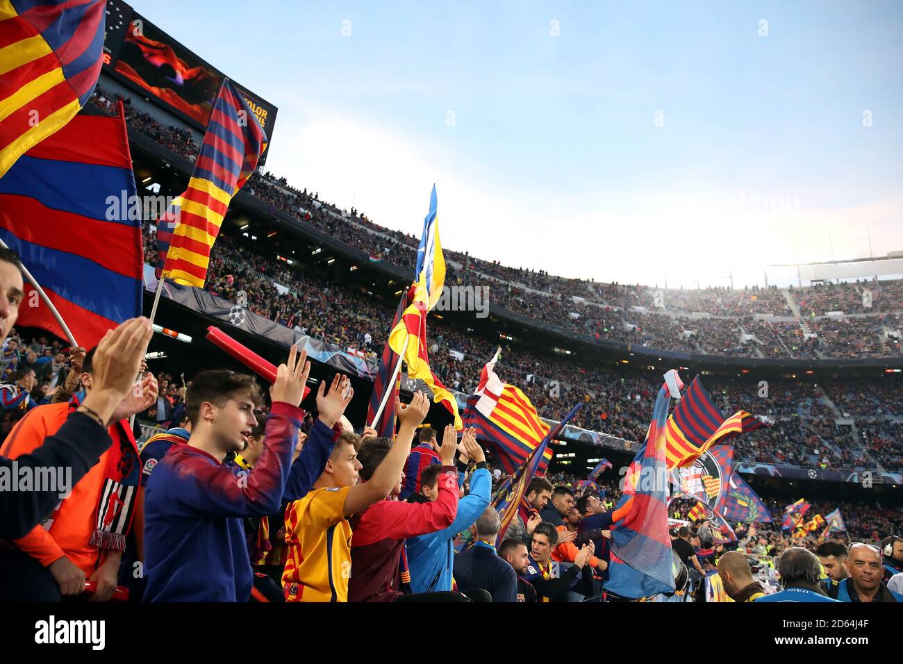 Barcelona fans prior to kick-off Stock Photo - Alamy