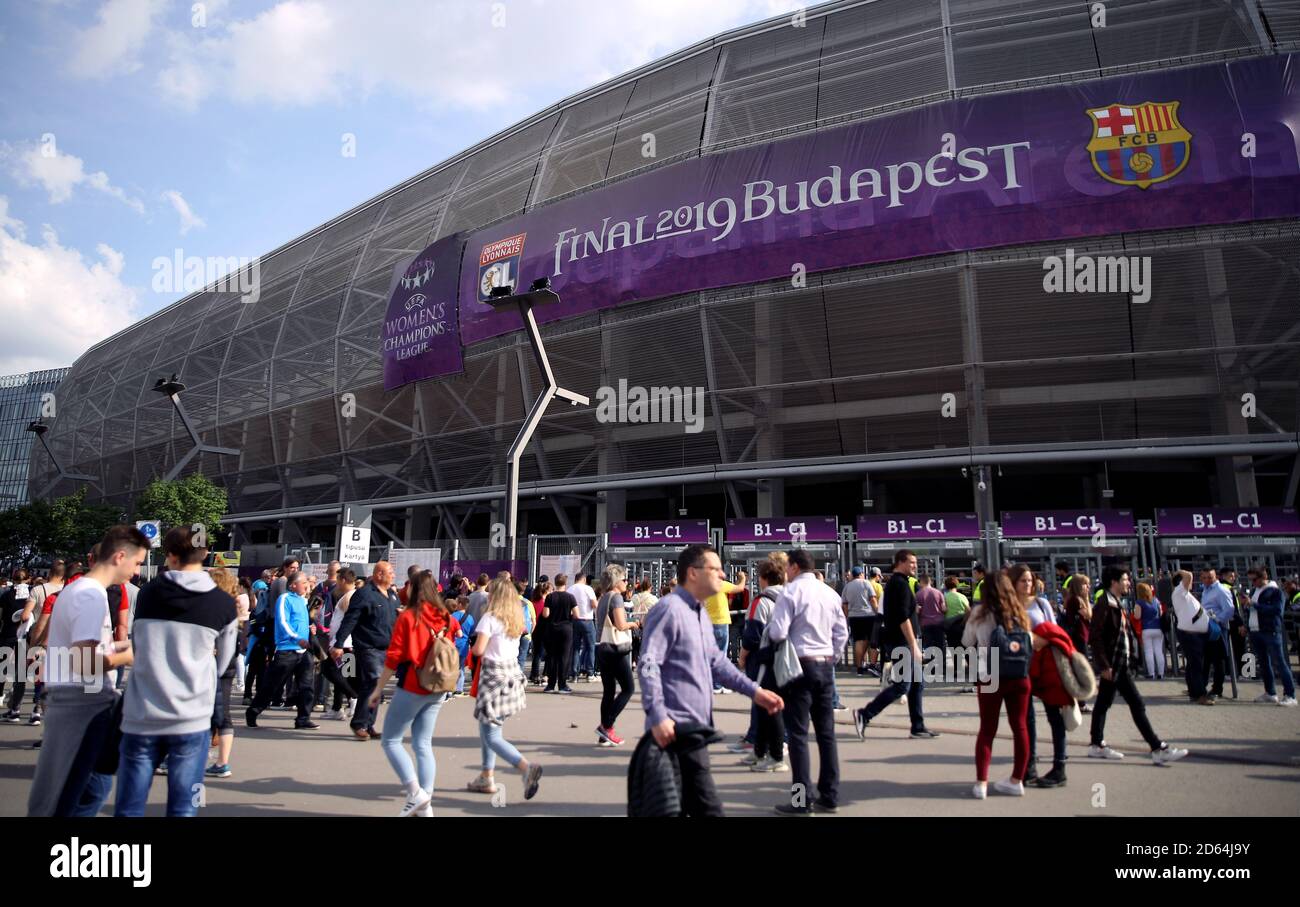 Fans outside the stadium ahead of the UEFA Women's Champions League ...