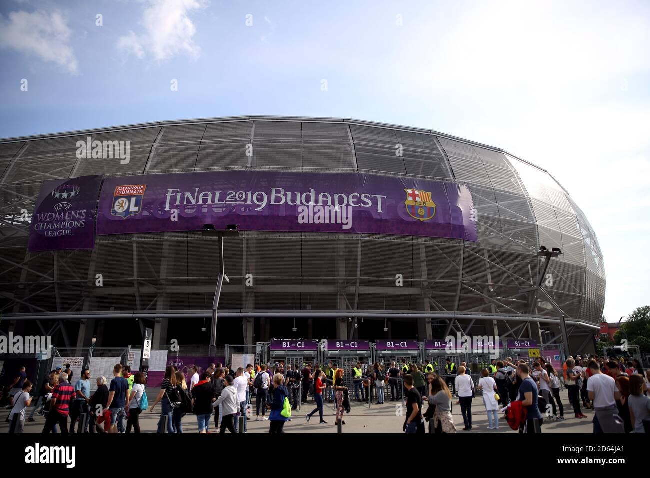 Fans outside the stadium ahead of the UEFA Women's Champions League ...
