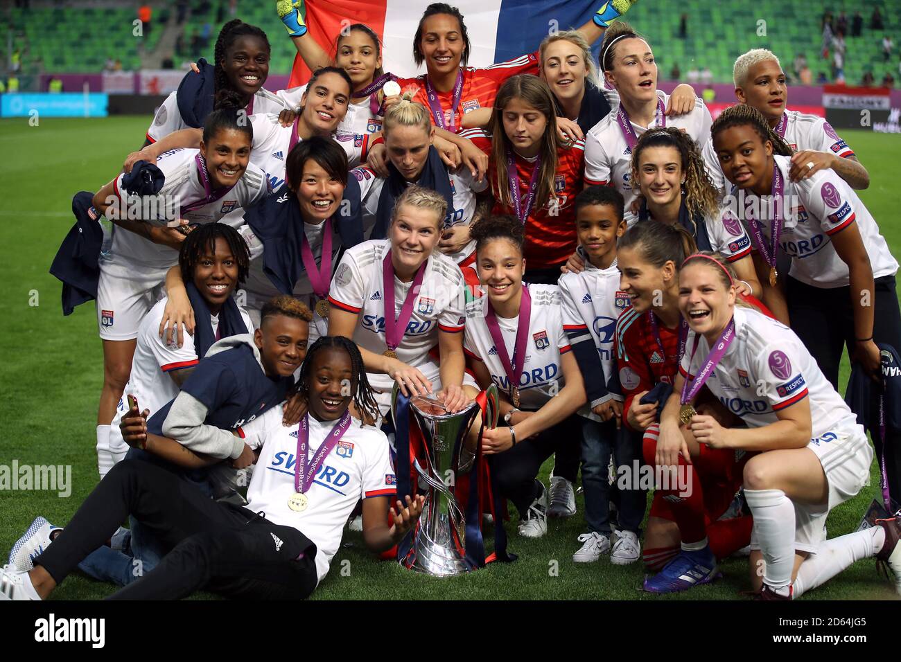 Lyon Women celebrate after winning the Champions League final Stock ...