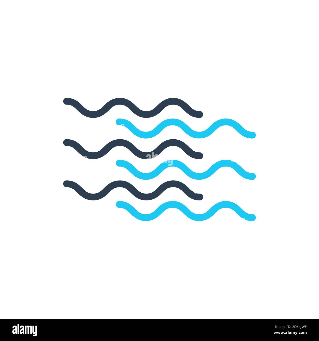 Waves icon, modern minimal flat design style. Wave thin line symbol ...